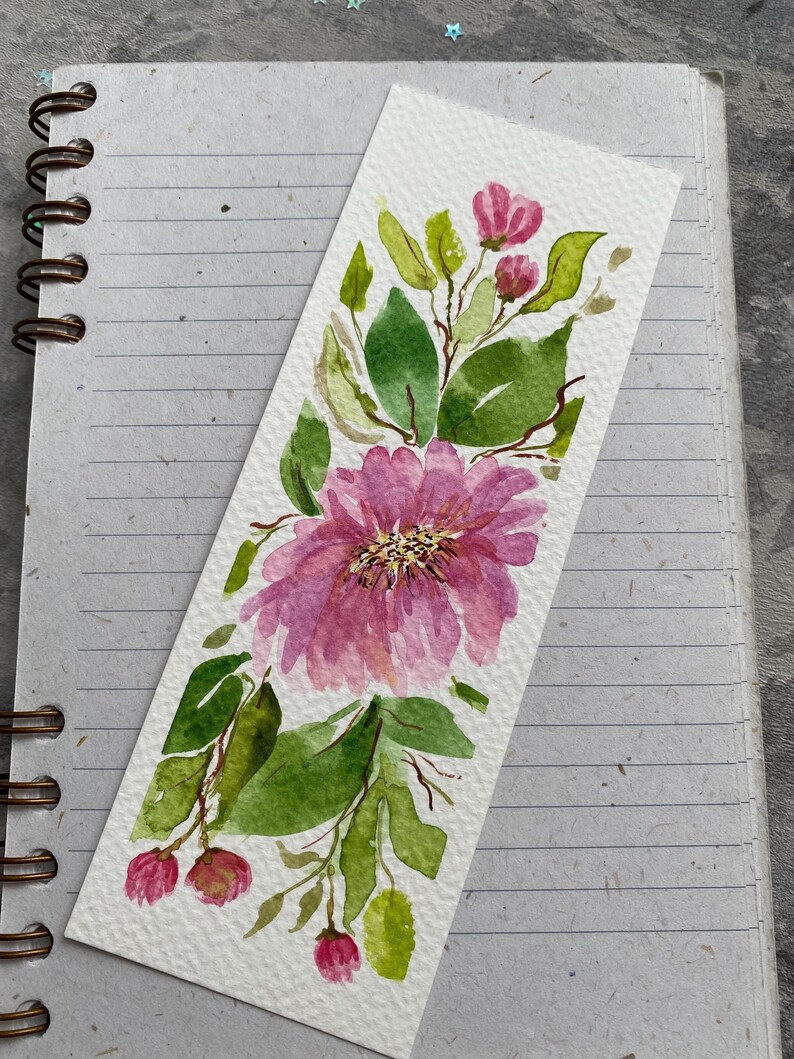 2-set Handpainted Watercolor Flowers Themed Bookmarks - Etsy