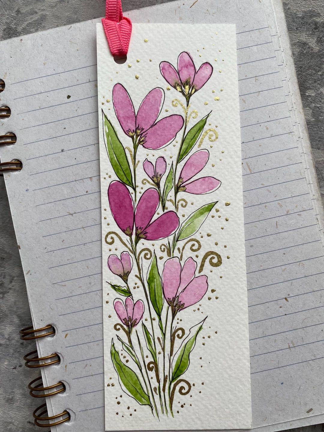 Flowers Watercolor Bookmark - Etsy