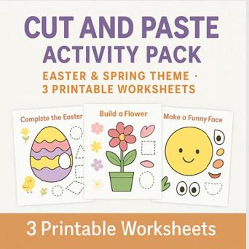 Cut and Paste Activity Pack for Kids - Etsy