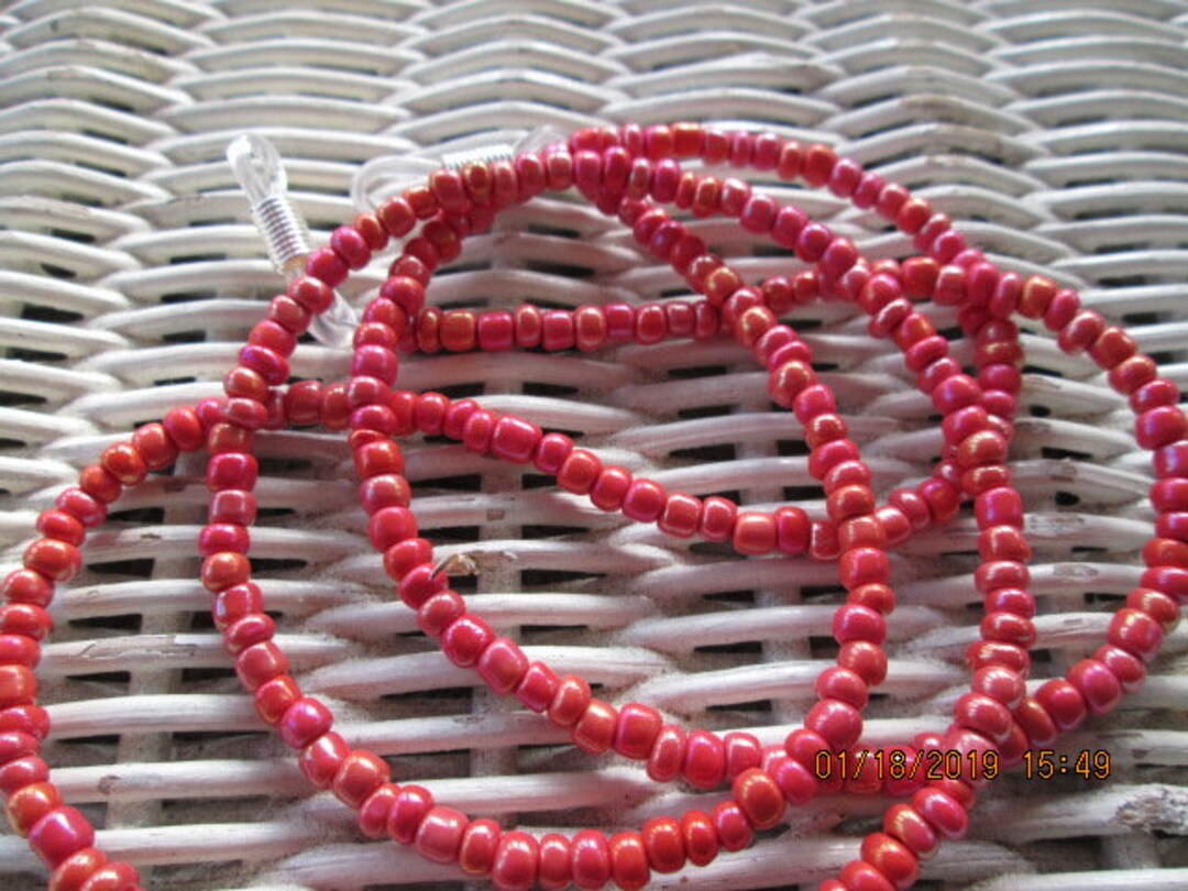 Eyeglass Chain, Red Eyeglasses Chain, Handmade Bead Eyeglass Chain ...