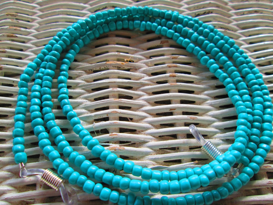 Handmade Turquoise Beaded Eyeglass Chain: Silver Wire Necklace, 1002 - Etsy