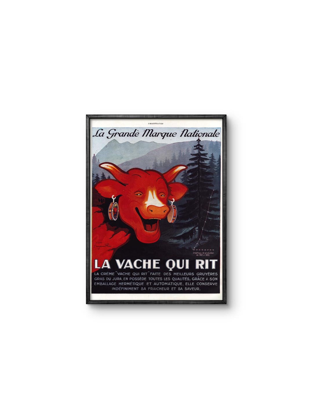 Vintage Poster La Vache Qui Rit – Retro for Kitchen – Benjamin Rabier ...