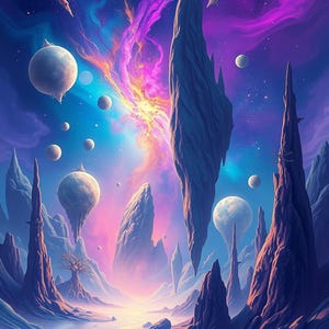 Celestial Cosmic Art Print – Mystical Galaxy Wall Art, Digital Space ...