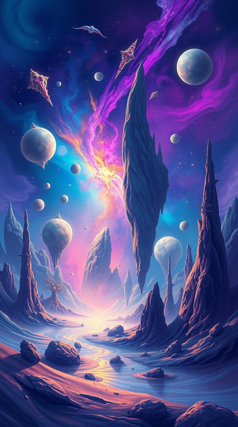 Celestial Cosmic Art Print – Mystical Galaxy Wall Art, Digital Space ...