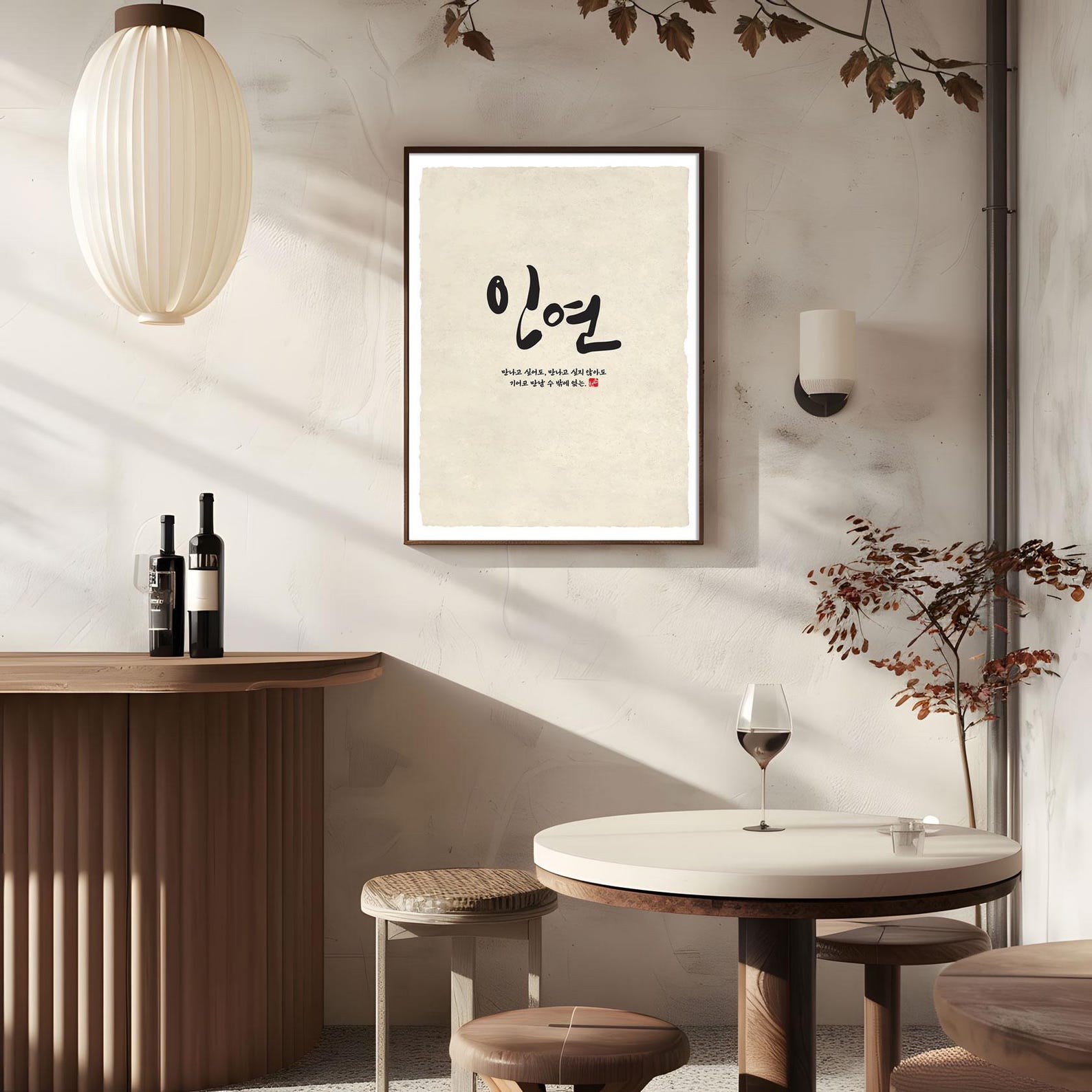 Korean Calligraphy Art: Sarang 'inyeon' Minimalist Print (digital ...