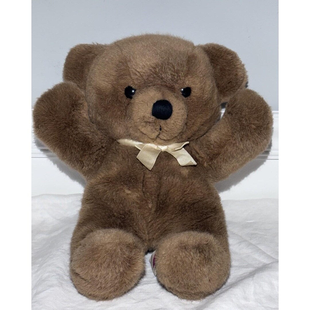 Vintage 1990 Dakin Cuddles Teddy Bear Stuffed Animal Plush Yellow Bow ...