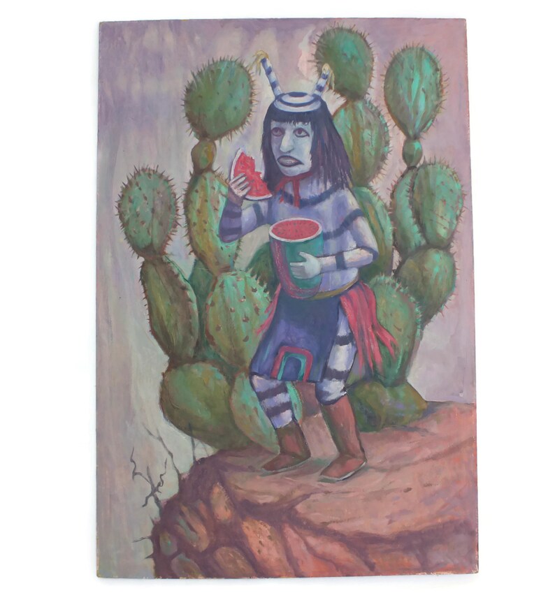 Native American Sacred Clown Kachina With Watermelon - Painting on ...