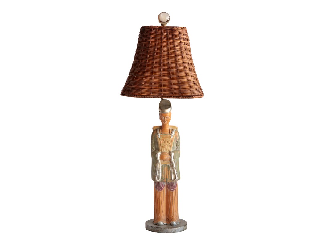 Asian Figural Table Lamp - Complete Single Lamp With Shade and Finial ...