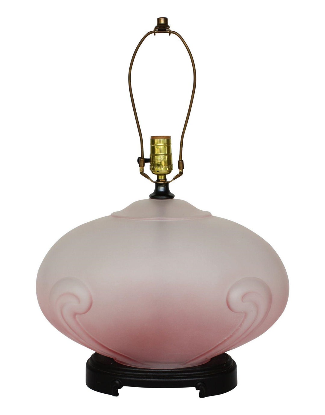 Ombre Pink Glass Bubble Table Lamp - Hollywood Regency Style Lamp With ...