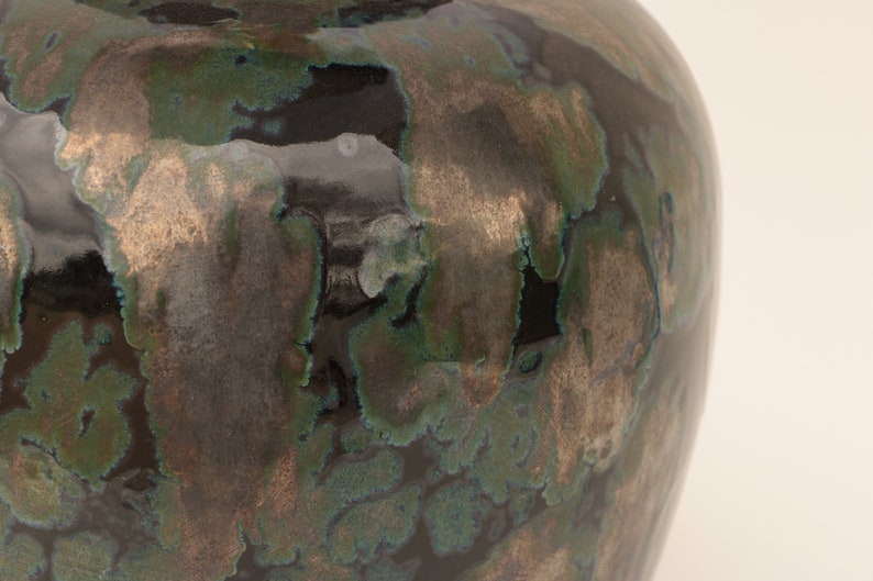 Black & Verdigris Ceramic Table Lamp With Oil Slick Glaze - Etsy