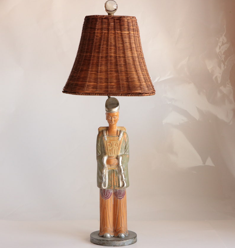 Asian Figural Table Lamp - Complete Single Lamp With Shade and Finial ...