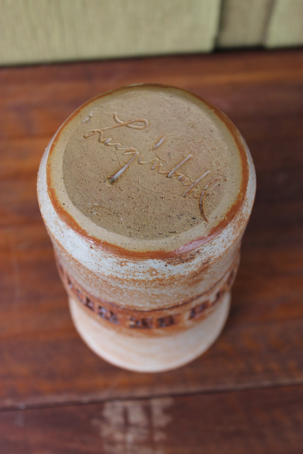 Vintage Typography Stoneware Pottery Jar with Cork Lid Let | Etsy