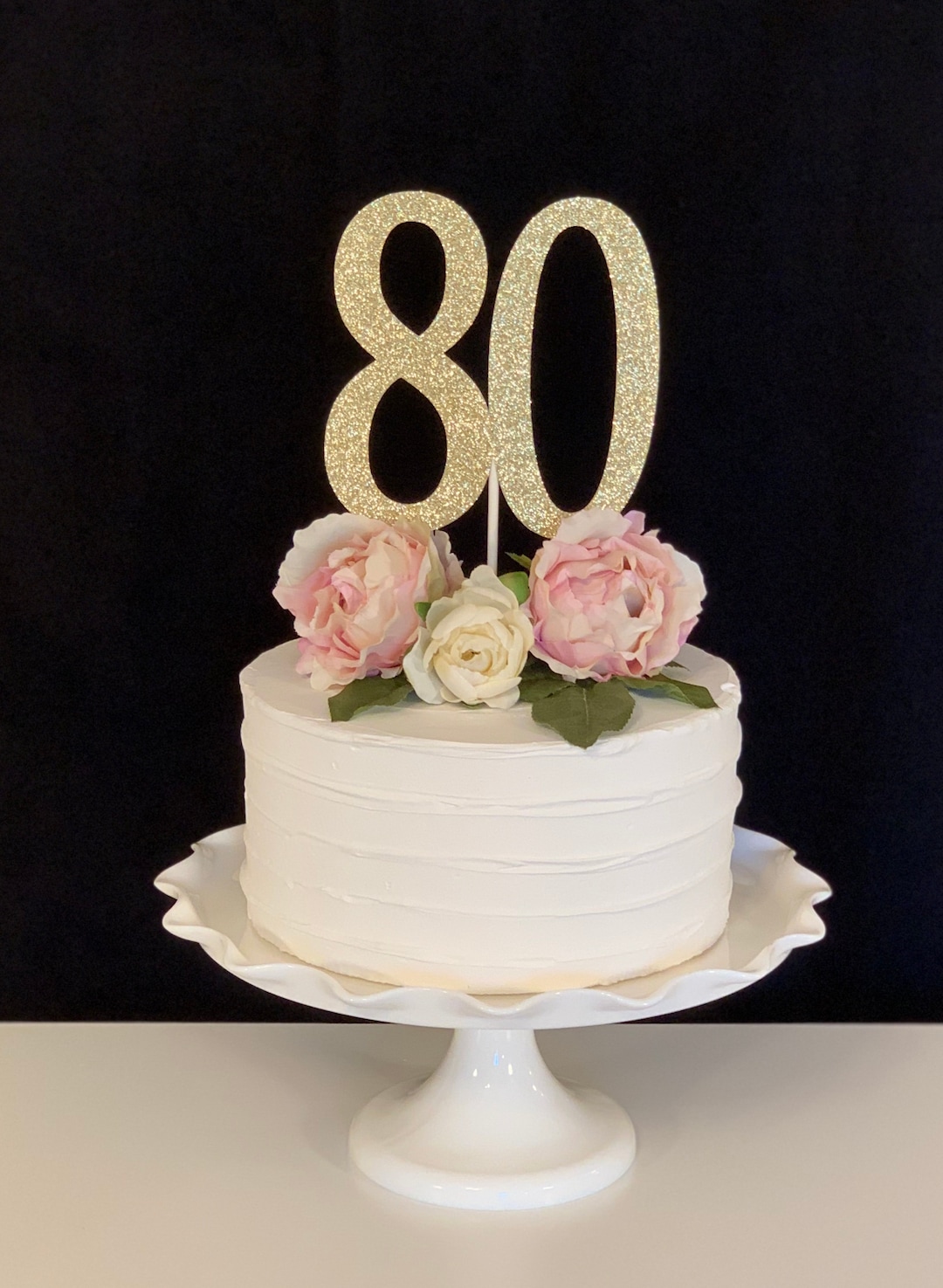 80th Birthday Gold Glitter Cake Topper - Etsy