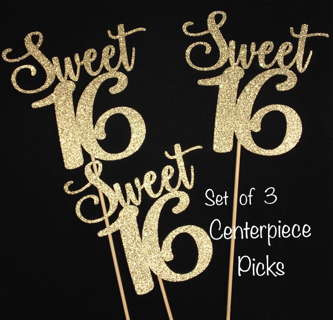 Set of 3 Sweet 16 Centerpiece Picks - Etsy