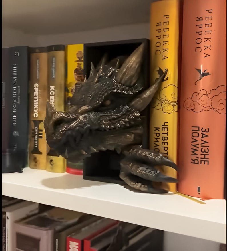Dragon 3D Printed Book Shelf Decor. Iron Flame Inspired Dragondecor. - Etsy