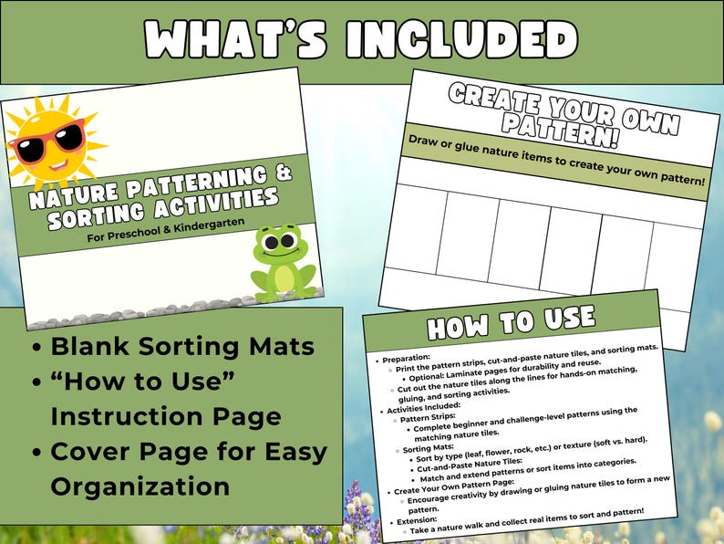 Nature Patterning and Sorting Printable | Preschool and Kindergarten ...