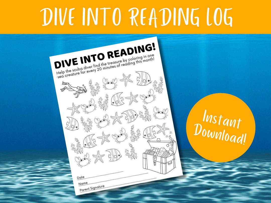 Dive Into Reading Log, Fun Kids Activity, Reading Tracker, Printable ...