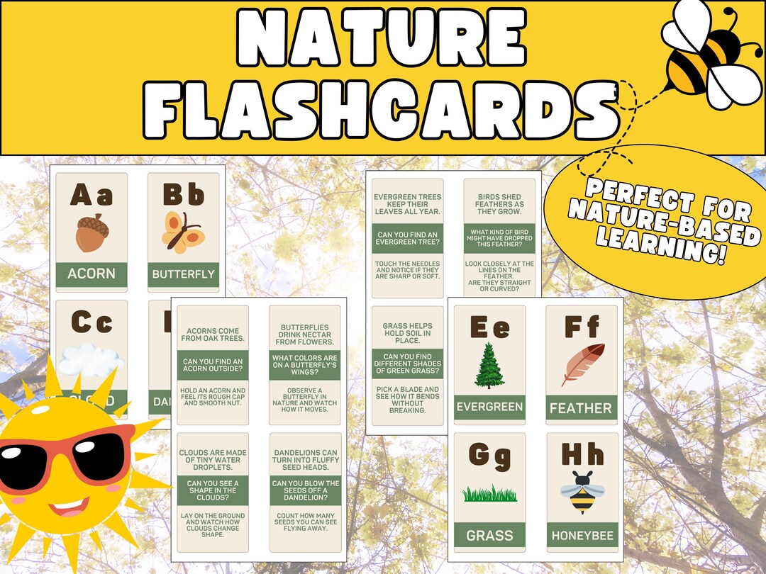 Nature Alphabet Flashcards A-Z | Printable Nature Learning Cards ...