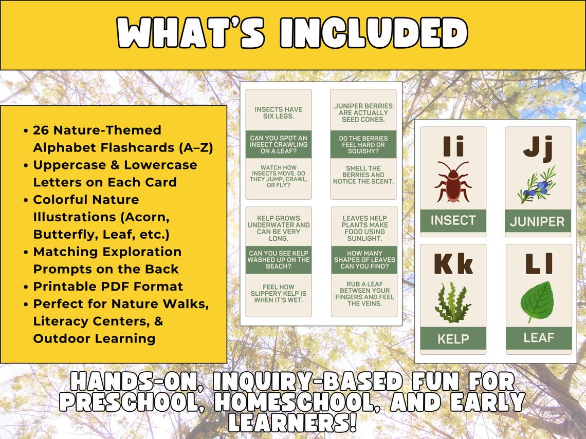 Nature Alphabet Flashcards A-Z | Printable Nature Learning Cards ...