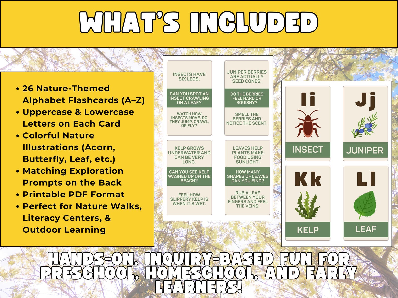 Nature Alphabet Flashcards A-Z | Printable Nature Learning Cards ...