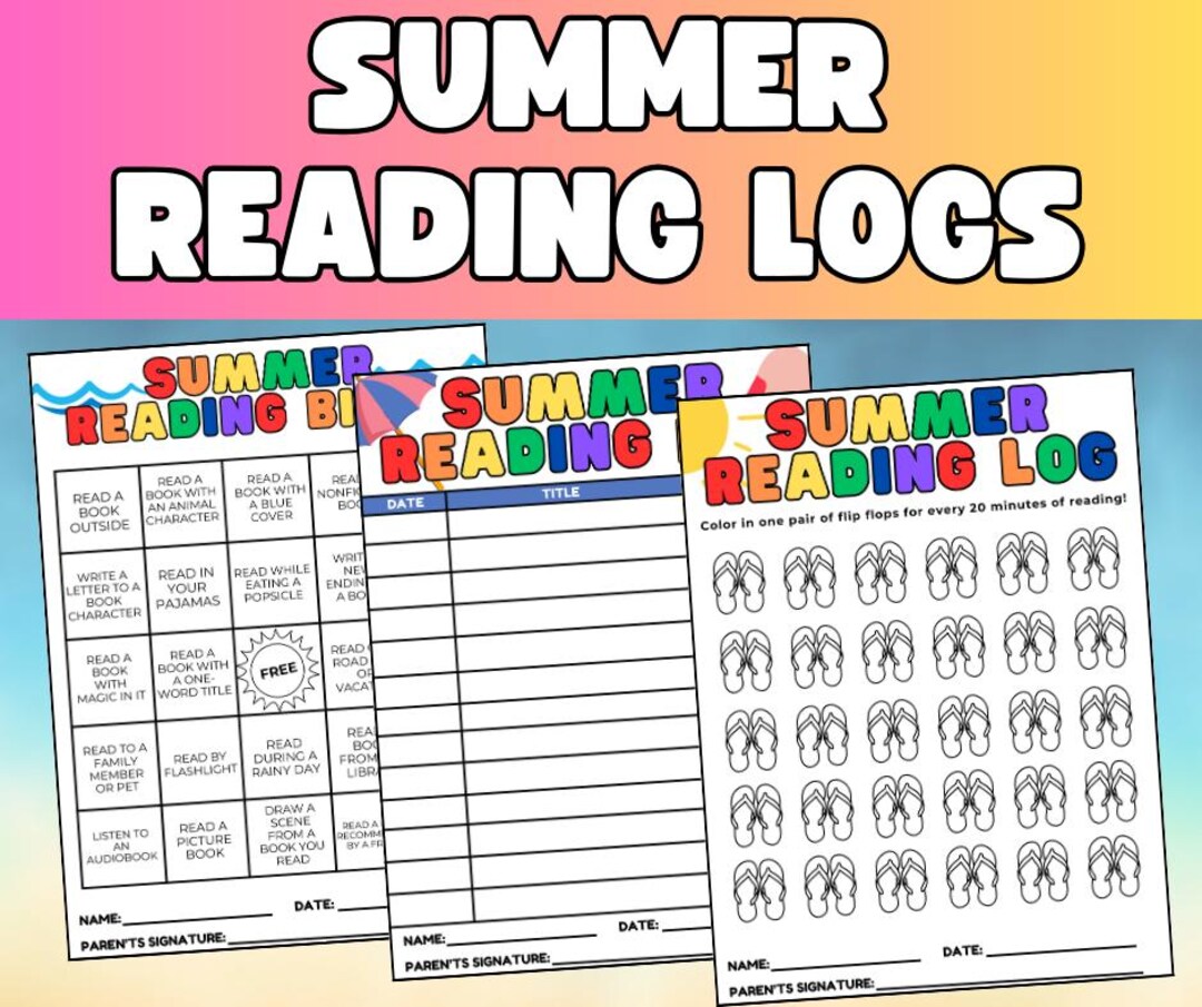 Summer Reading Log Bundle – Printable Flip Flop Tracker, Bingo Card ...