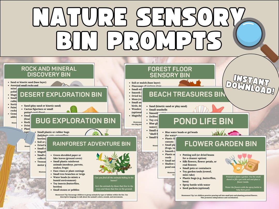 Nature Sensory Bin Prompts - Outdoor Exploration Cards - Nature Play ...