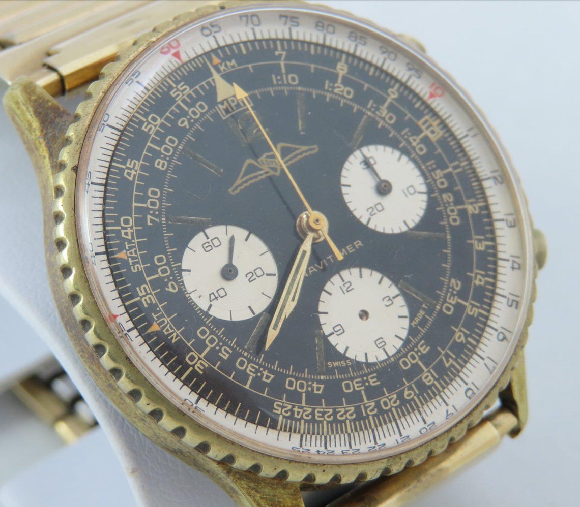 Breitling Navitimer 806 AOPA Vintage Chronograph Watch Gold Case Pilot ...