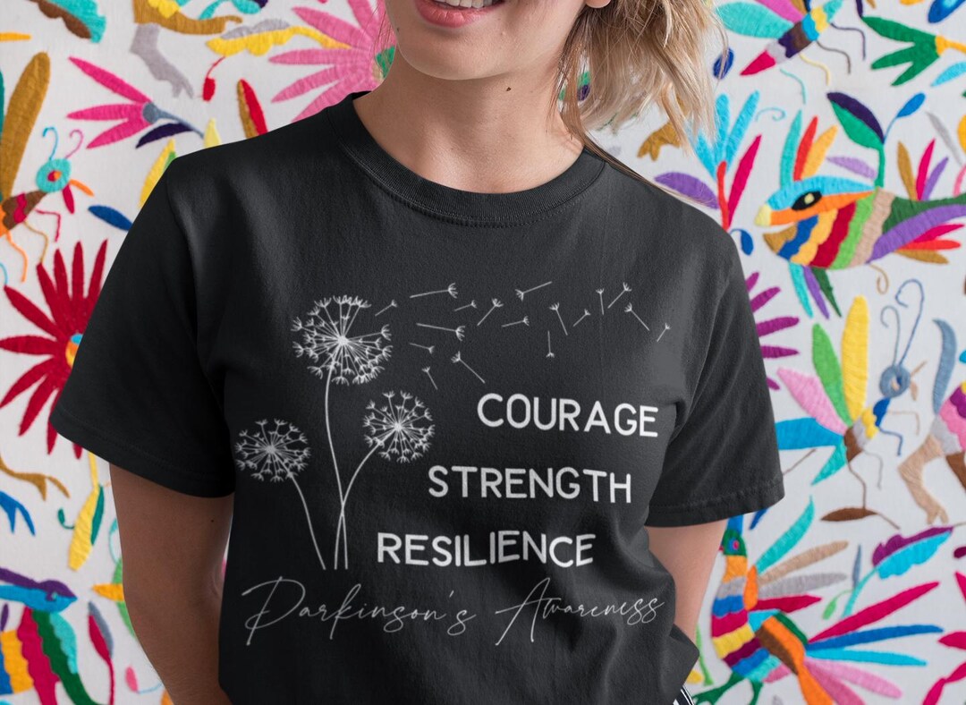 Courage Strength Resilience Parkinson's Awareness Unisex T-shirt, Peace ...
