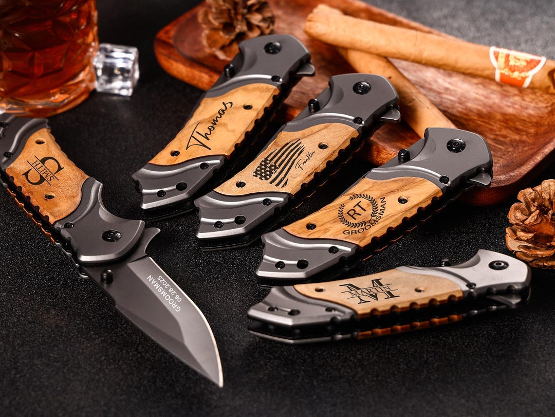 Personalized Pocket Knife,personalized Knife With Wood Handle,groomsmen ...