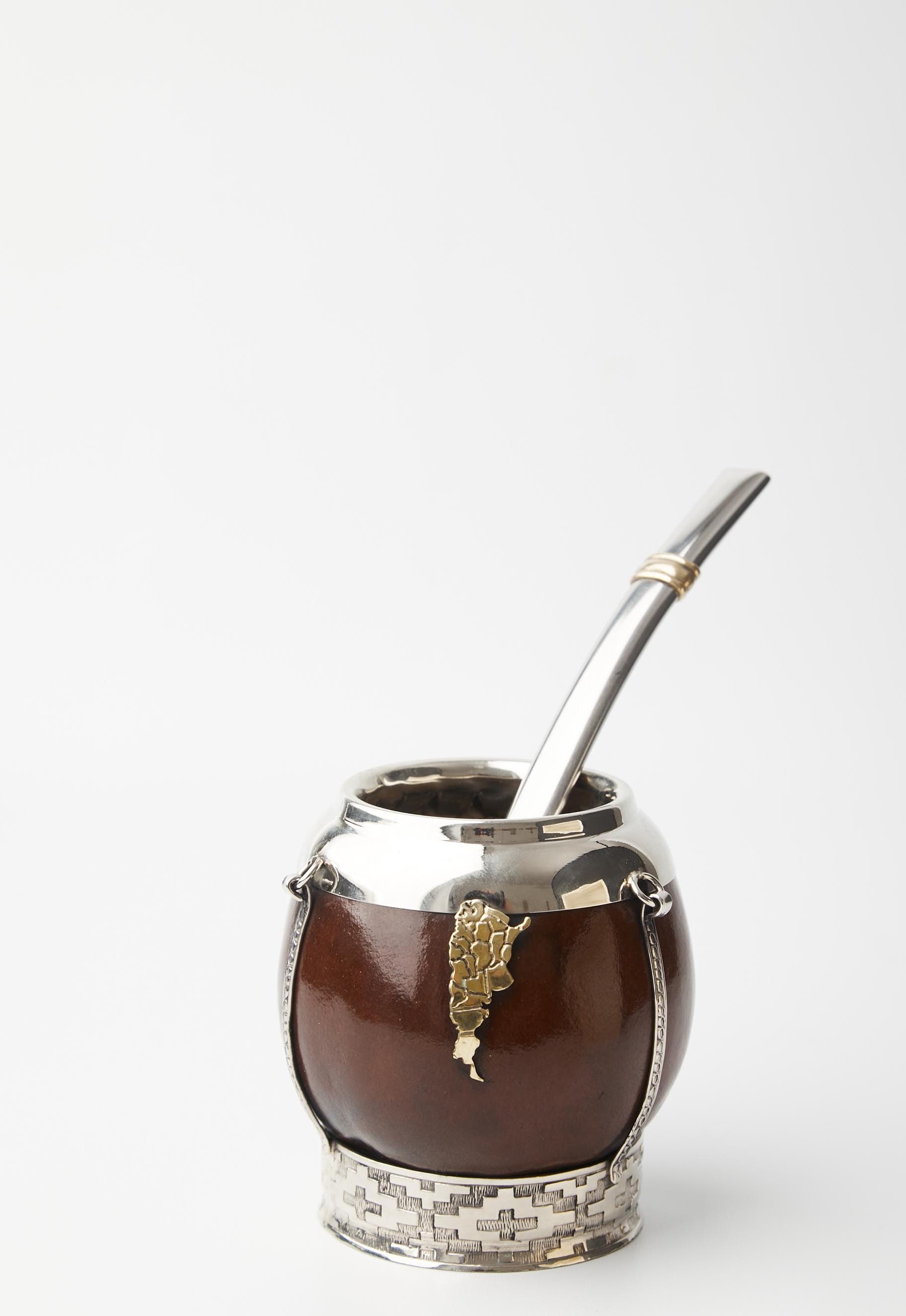 Elegant Argentine Mate Cup – Gourd & German Silver With Argentina Charm ...