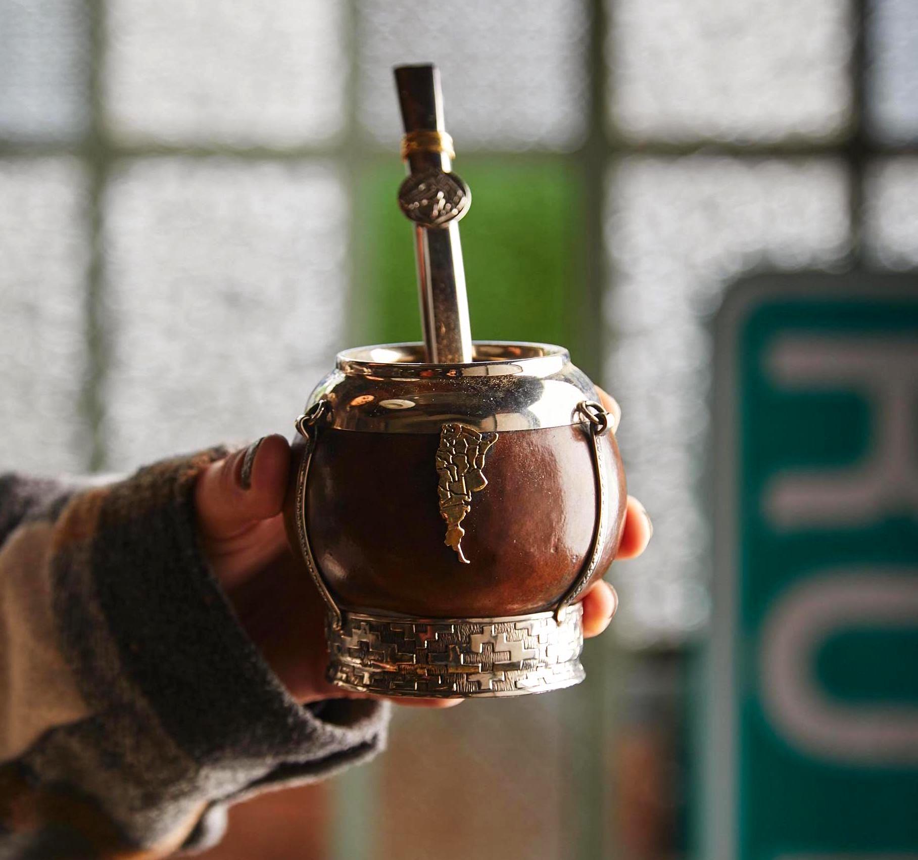 Elegant Argentine Mate Cup – Gourd & German Silver With Argentina Charm ...