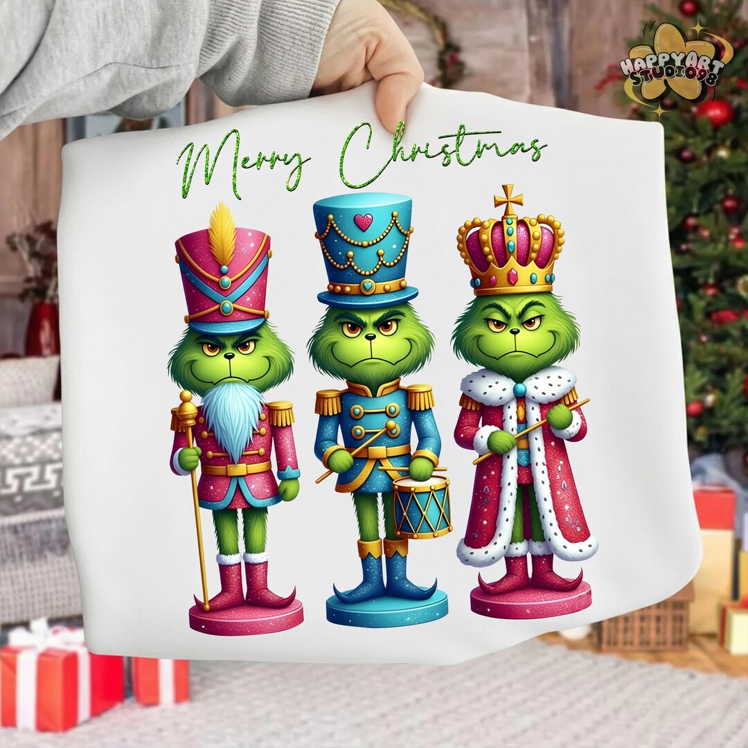 Green Christmas Monster Nutcracker Png, Colorful Glitter Merry and ...