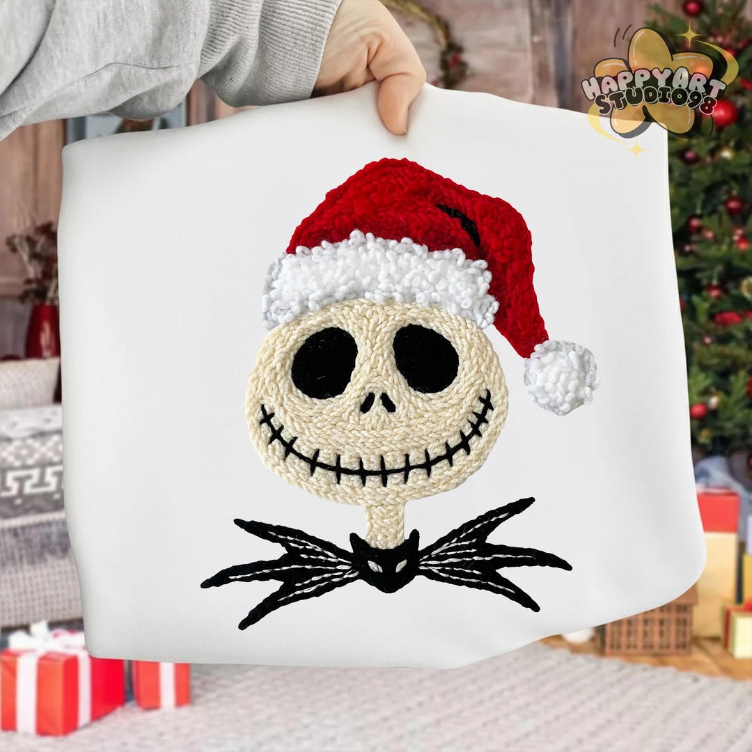 Skeleton Christmas PNG, Punch Needle Crochet Style, Funny Holiday ...