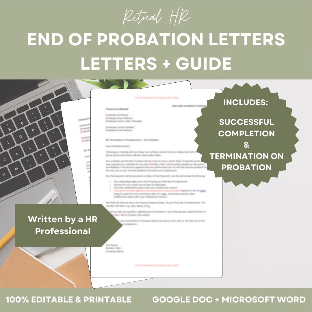 End of Probation Letter Templates - Etsy