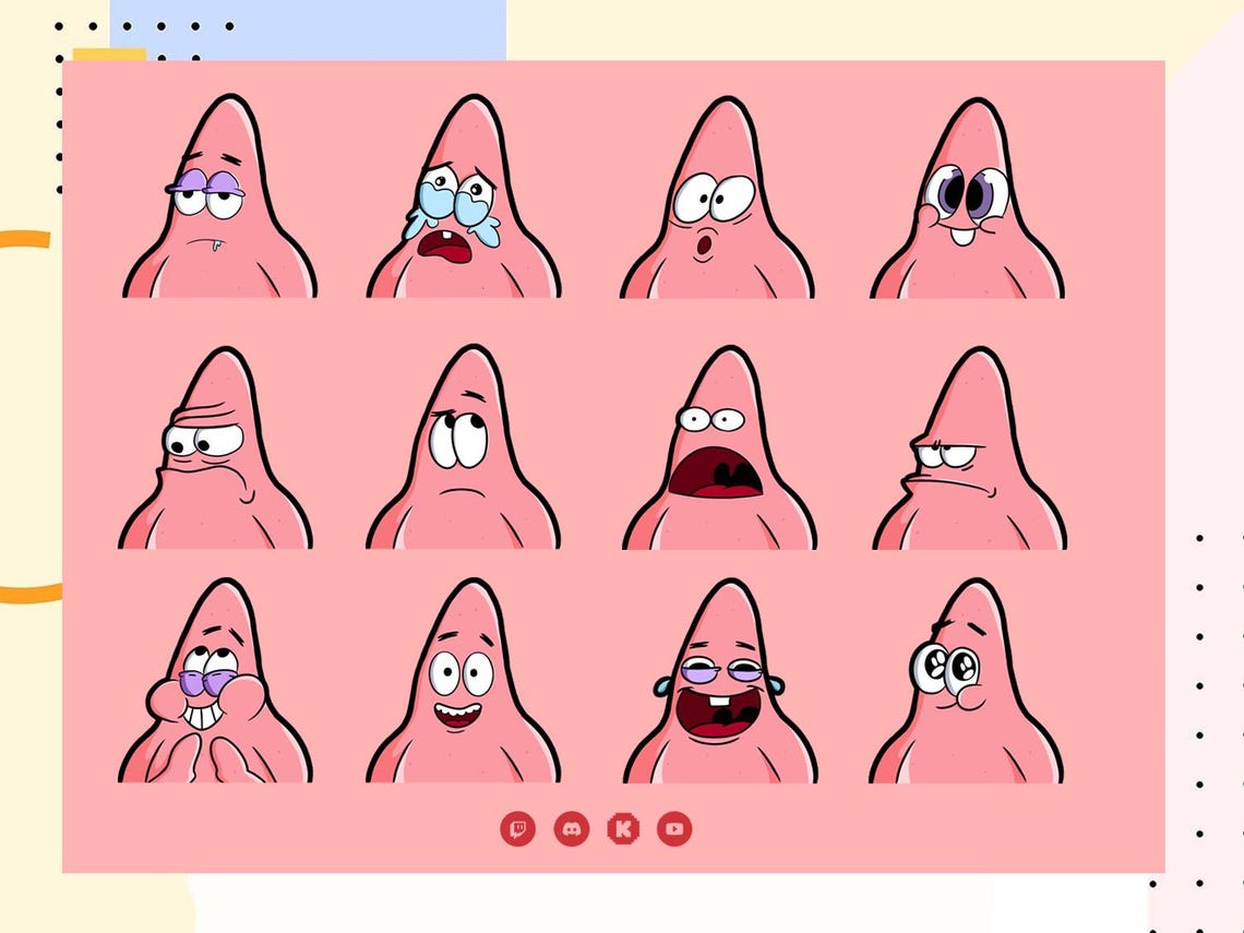 Patrick Star Emotes L Kawaii Emotes L Patrick Emote Pack L Twitch L ...