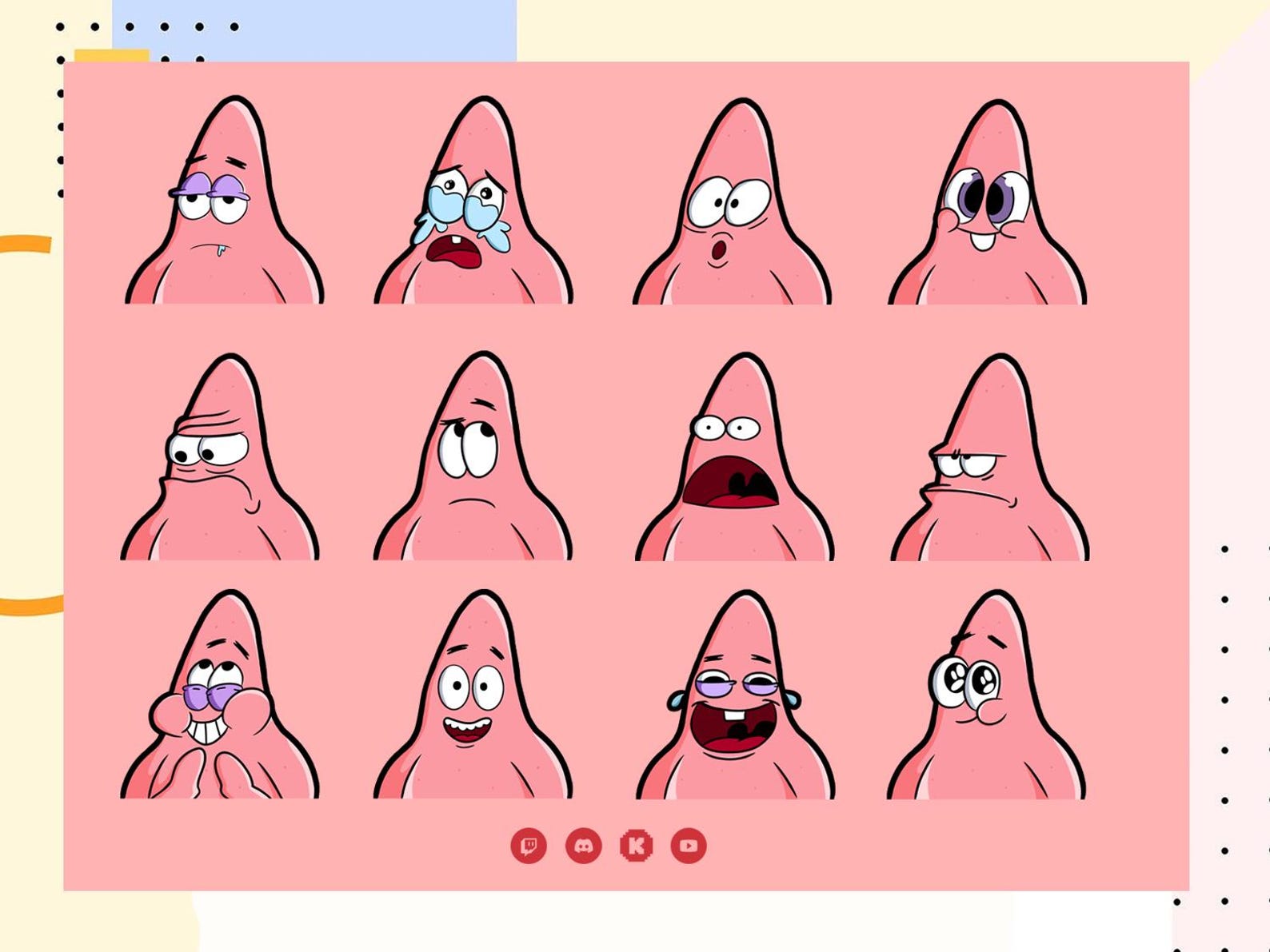 Patrick Star Emotes L Kawaii Emotes L Patrick Emote Pack L Twitch L ...