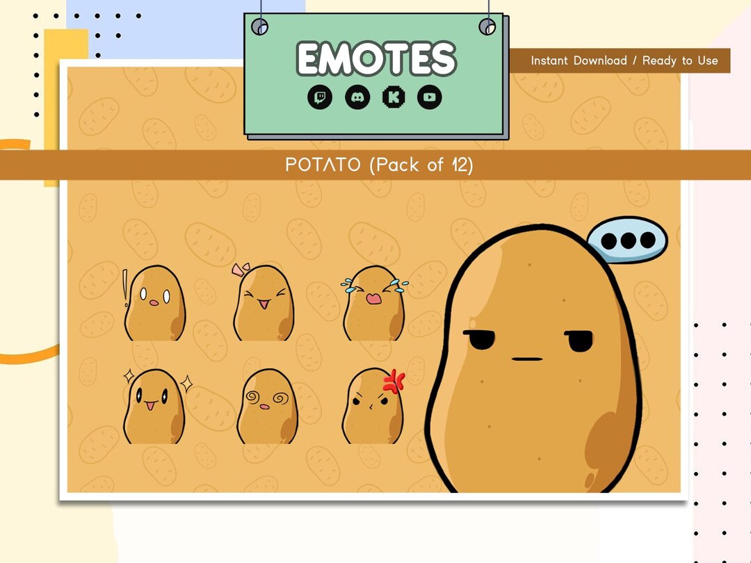 Kawaii Potato Emotes: Funny Streamer Pack (digital Download) - Etsy