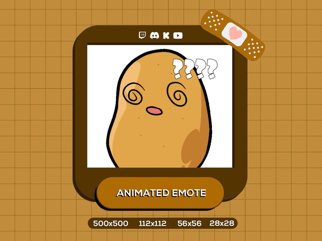 Confuse Potato Animated Emote L Cute Potato L Chat Server L Streamers L ...