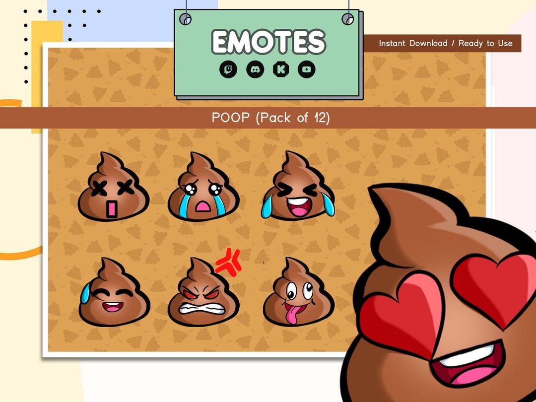 Kawaii Poop Emotes, Funny Streamer Emote Pack (digital Download) - Etsy