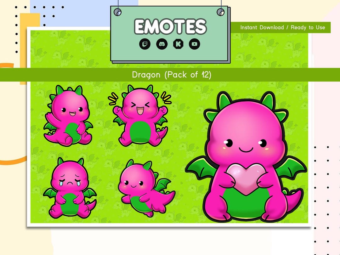 Dragon Emotes Pack L Kawaii Dragon Emotes Bundle L Chibi Emote Bundle ...