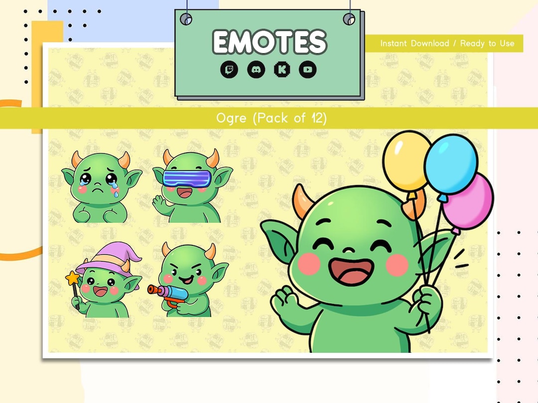Kawaii Ogre Emotes Pack | Funny Goblin Troll Chibi Emotes (digital ...