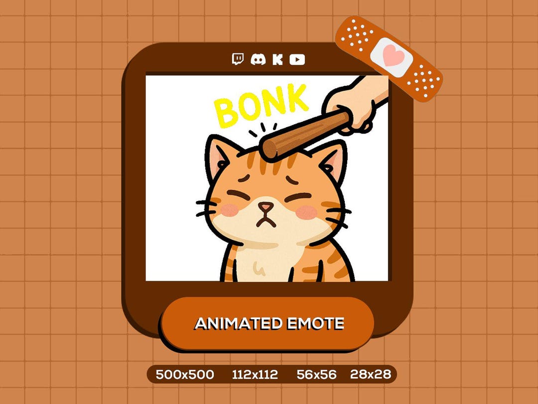 Cat Bonk Animated Emote: Twitch, Discord, Kick (digital Download GIF ...