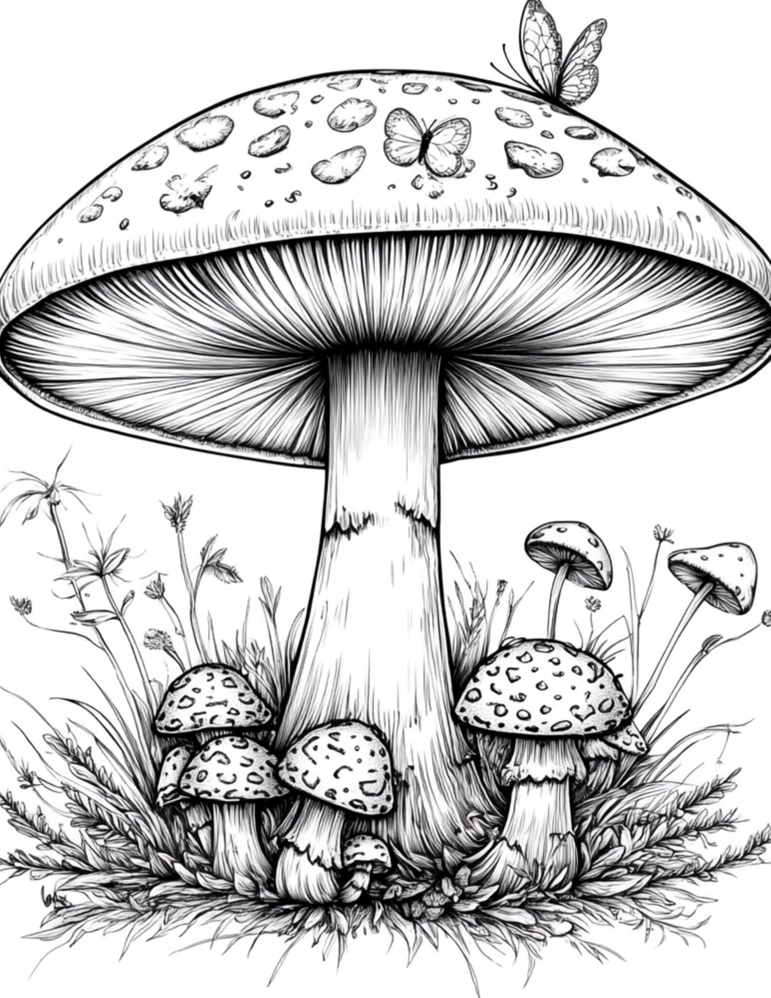 Shroomscape – Digital Mushroom Coloring Book | Printable PDF & PNG ...
