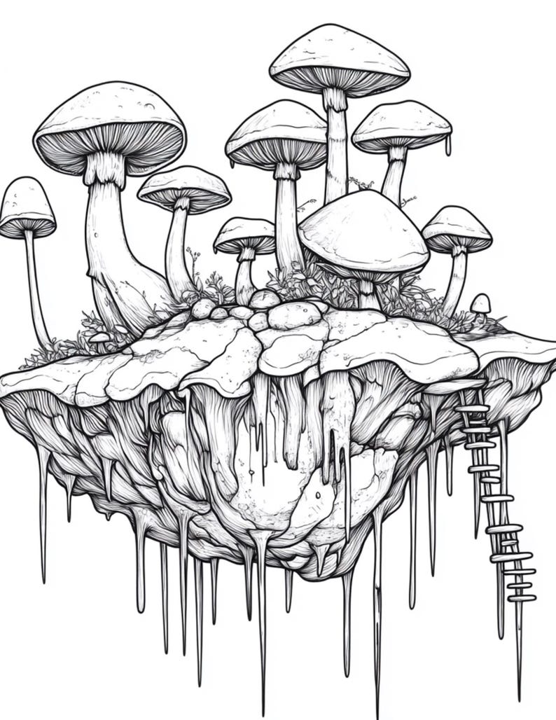 Shroomscape – Digital Mushroom Coloring Book | Printable PDF & PNG ...
