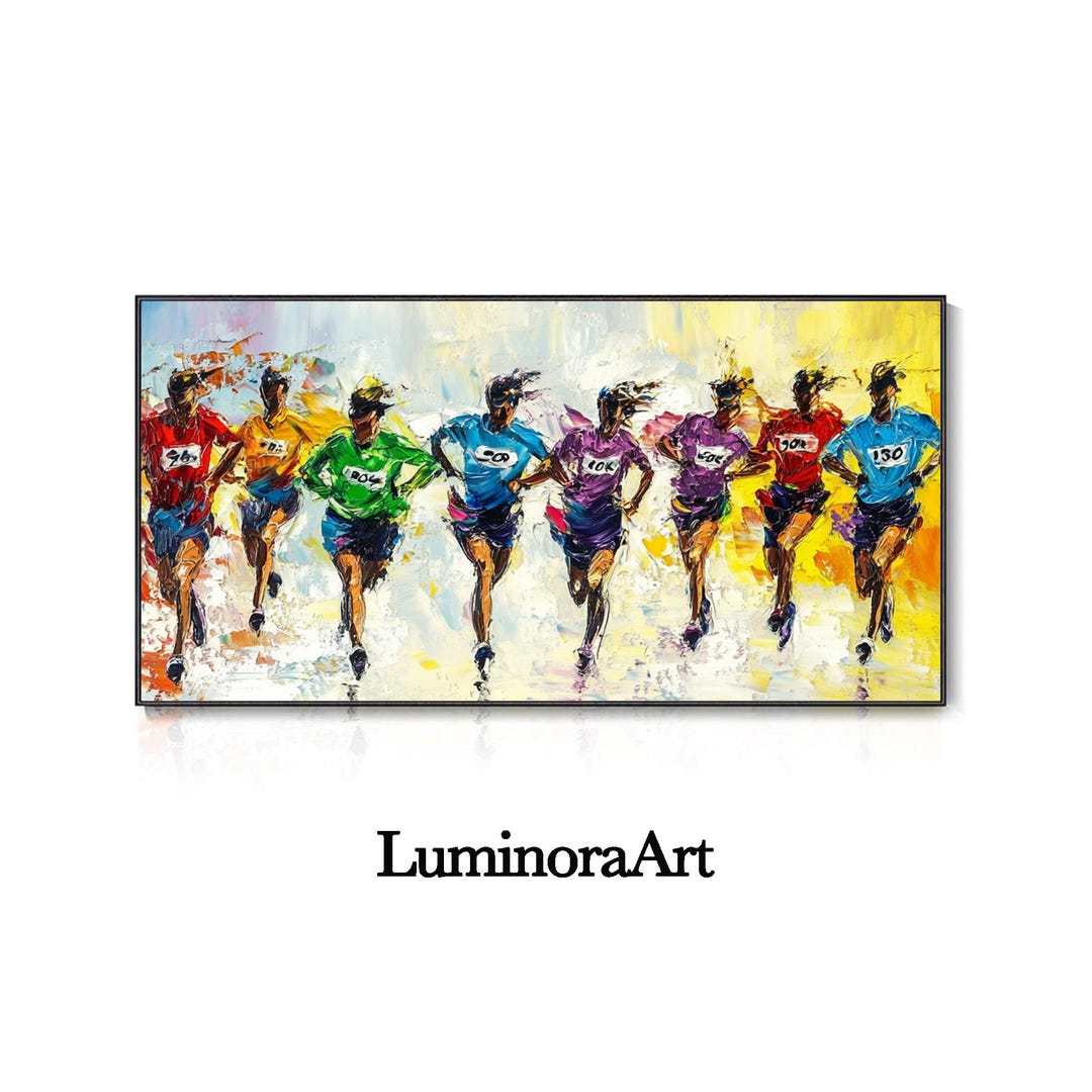 Custom Marathon Race Sports Painting Modern Athletic Canvas Oil Art 3D ...