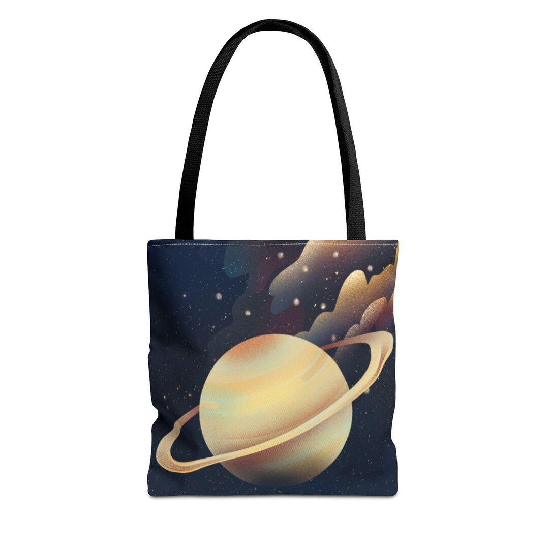 Cosmic Tote Bag - Space Lover's Dream, Planet Saturn Design, Perfect ...