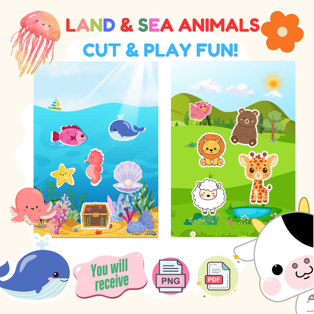 Land and Sea Animals – Cut & Play! - Etsy