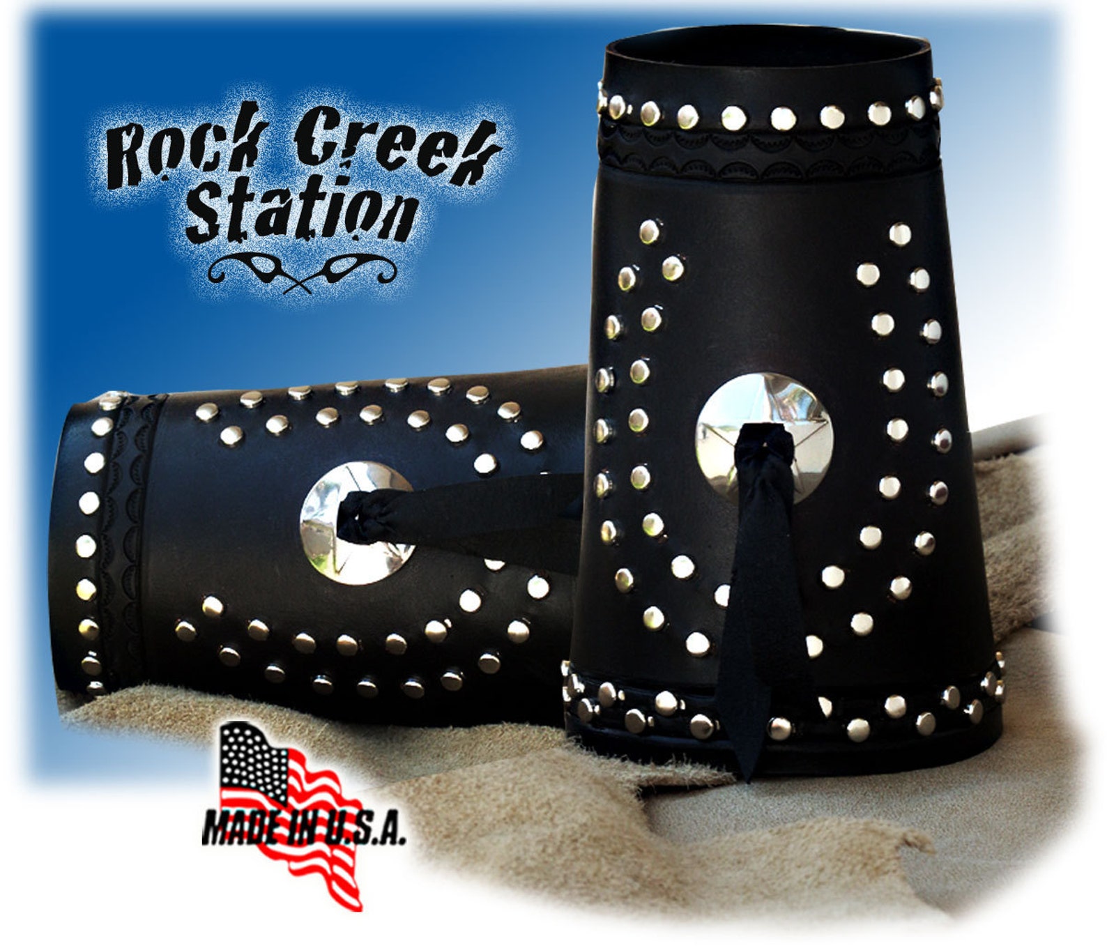 Cowboy Cuffs, Lucky Horseshoe, Handmade Leather, Nail-head Spots, Old ...