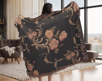 Woven Cotton Medieval Tapestry | Throw Blanket | Rococo | Romantic ...