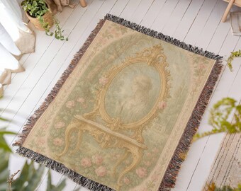 Woven Cotton Medieval Tapestry | Throw Blanket | Rococo | Romantic ...